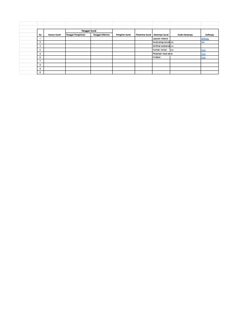 Worksheet Daftar Arsip | PDF