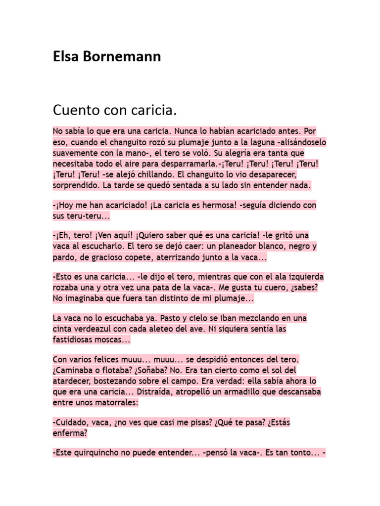 Cuento Infantil: La Caricia del Tero | PDF