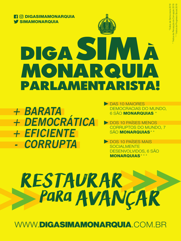 Cartaz Diga Sim À Monarquia - Restaurar para Avançar | PDF