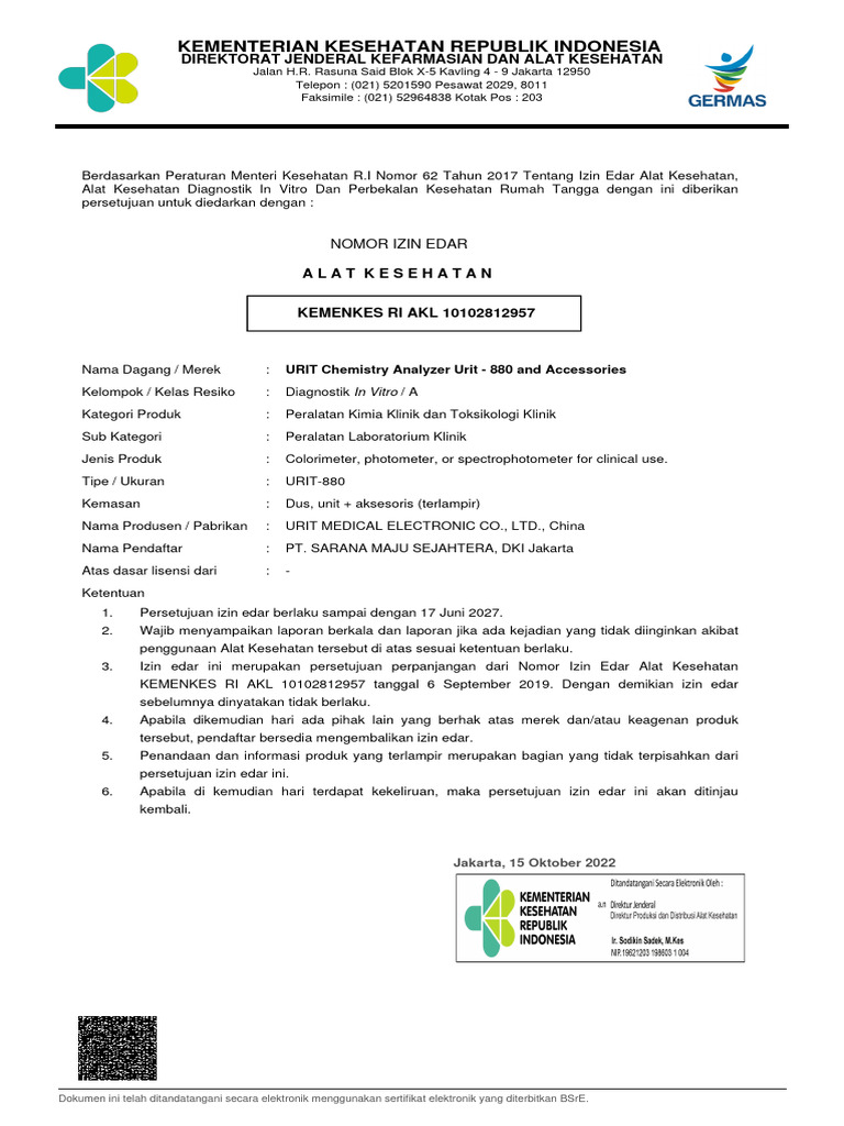 URIT Chemistry Analyzer URIT - 880 and Accessories | PDF