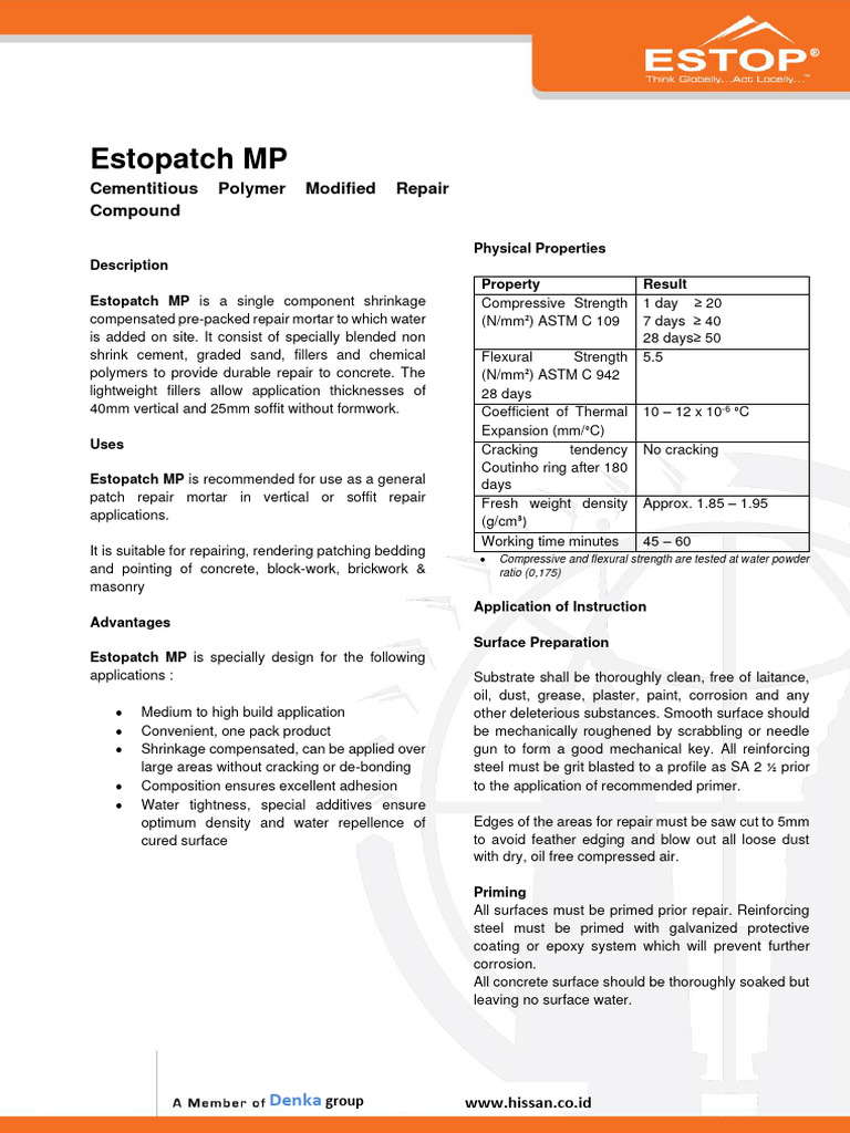 Estop Tds - Estopatch MP R004a23 | PDF