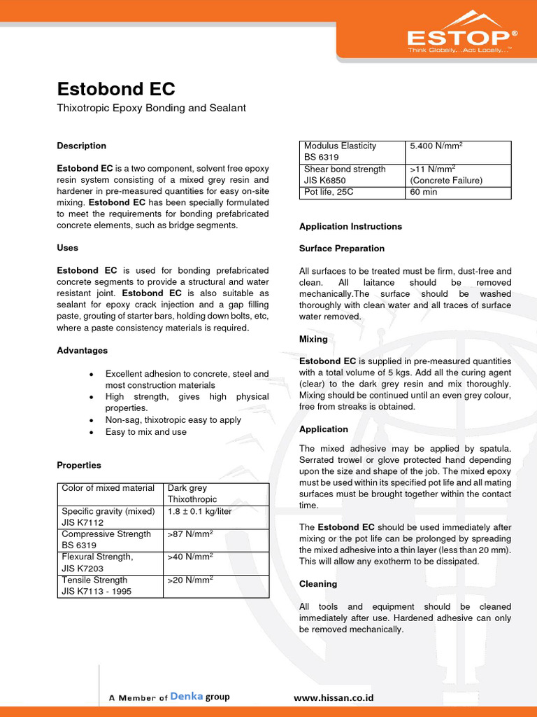 ESTOP TDS - Estobond EC R02-1-21 | PDF | Epoxy | Concrete