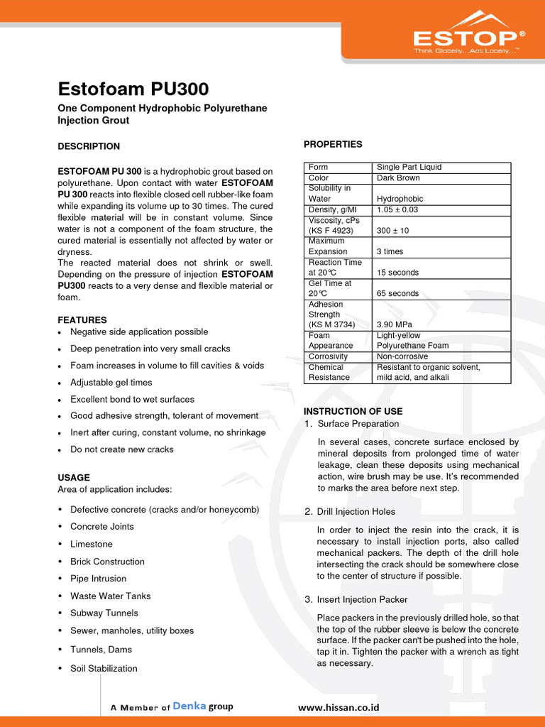 ESTOP TDS - Estofoam PU300 R01 | PDF | Polyurethane | Foam