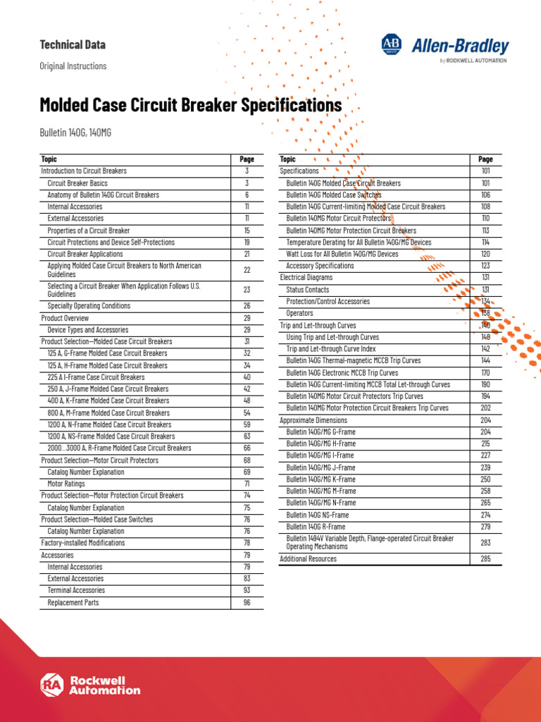 Molded Case Circuit Breaker Specifications: Technical Data | PDF