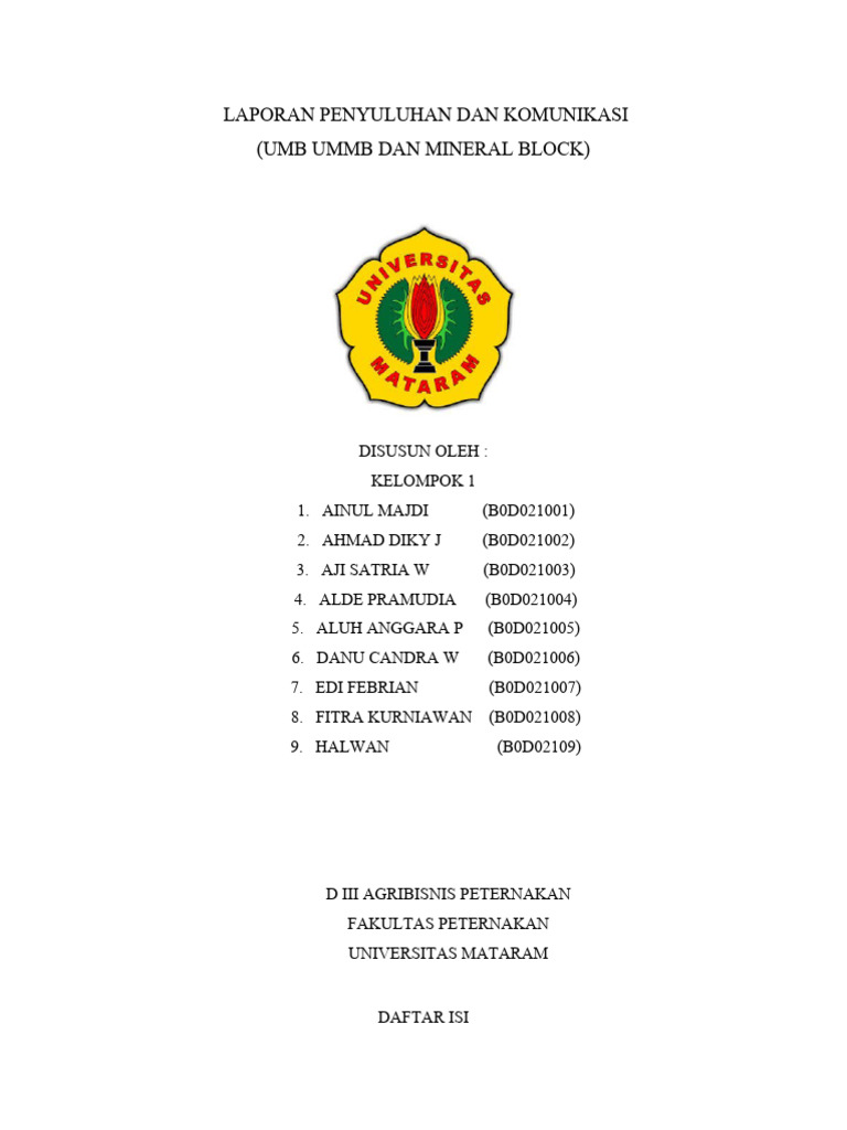LAPORAN PENYULUHAN UMB UMMB MINERAL BLOCK Smster 4 | PDF