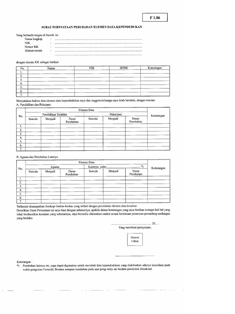 Formulir F.106 | PDF