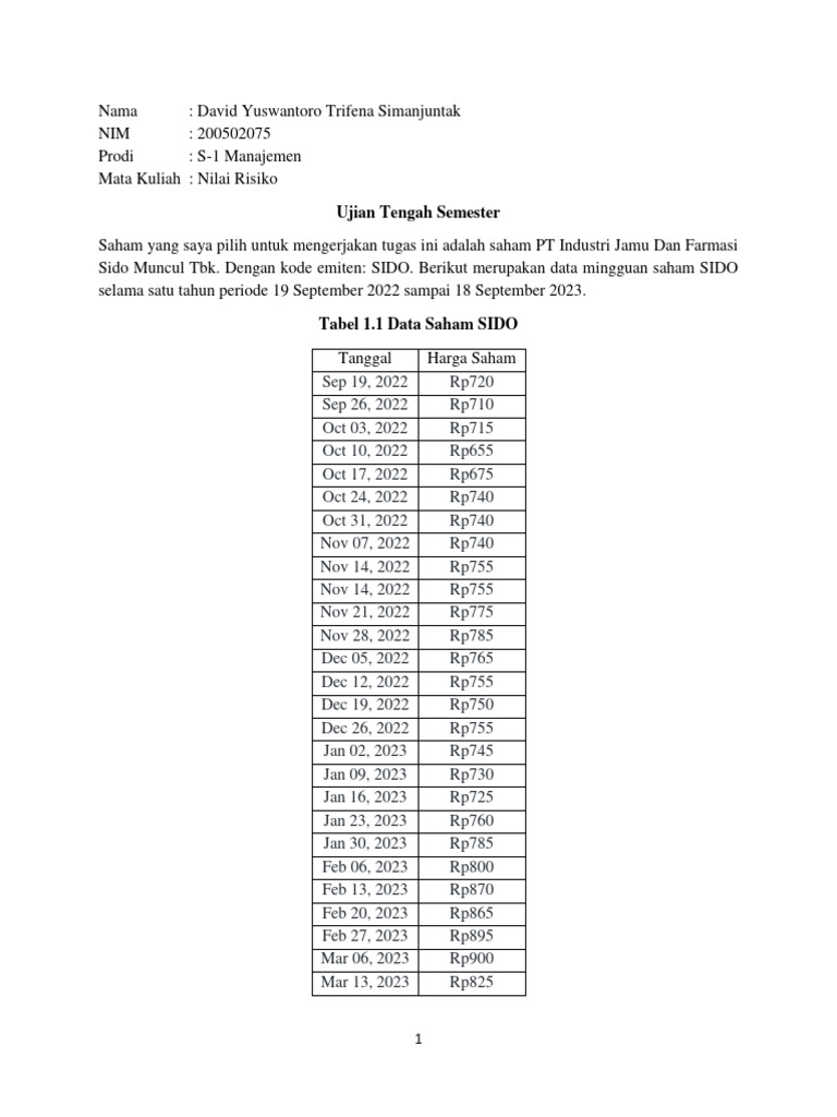 David Simanjunta - UAS Nilai Risiko | PDF