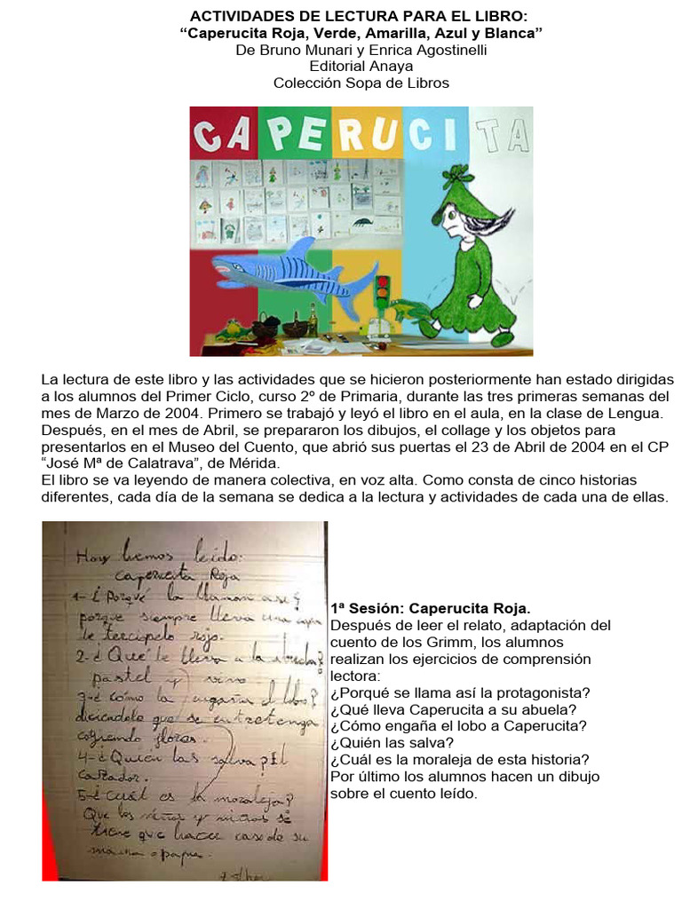 Actividades de Lectura: Caperucita Roja | PDF | Caperucita Roja