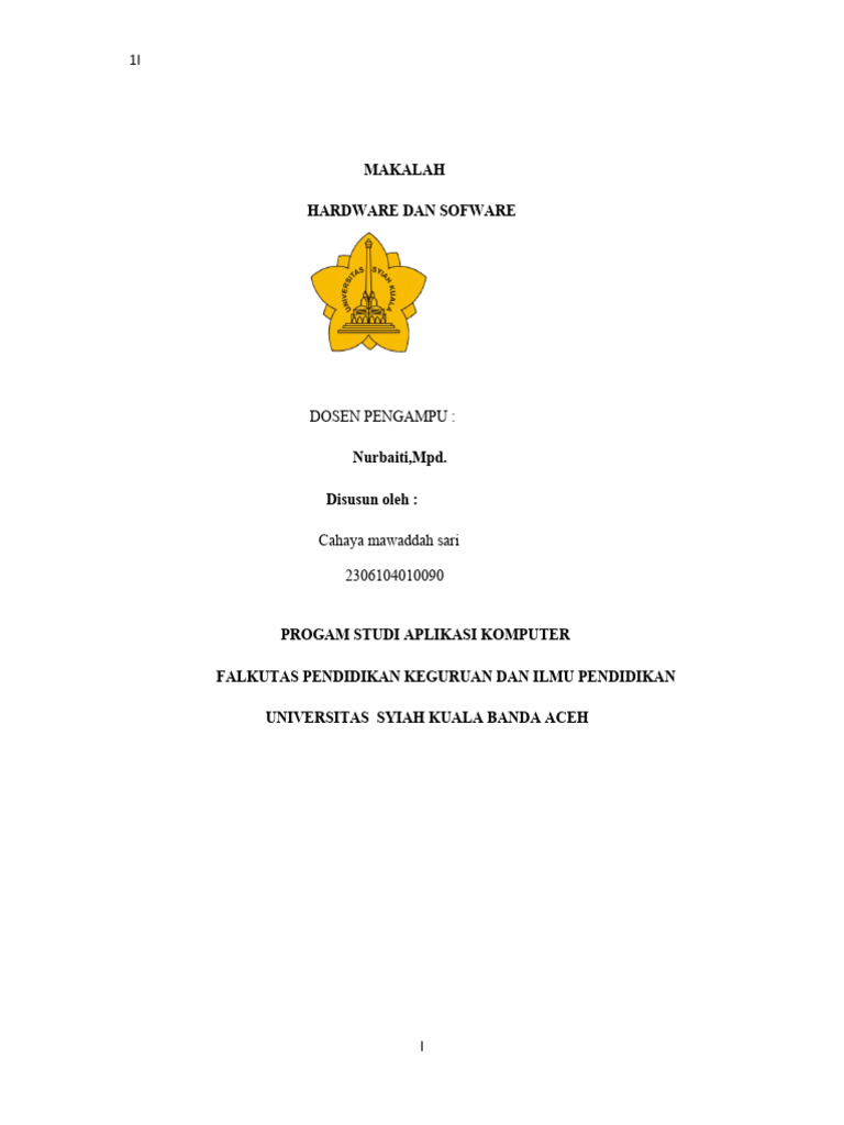 Makalah Hardware & Software | PDF | Komputer