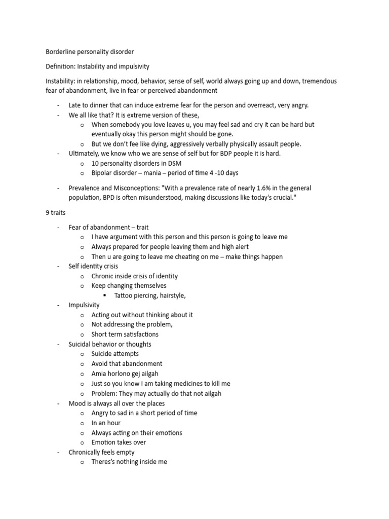 Borderline Personality Disorder | PDF | Dialectical Behavior Therapy ...