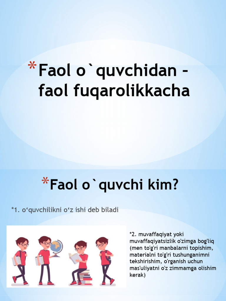 Faol O'quvchidan - Faol Fuqarolikkacha | PDF