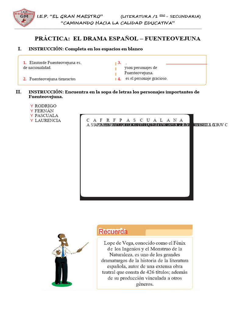 El Drama Español Práctica | PDF | Literatura española | Obras de teatro