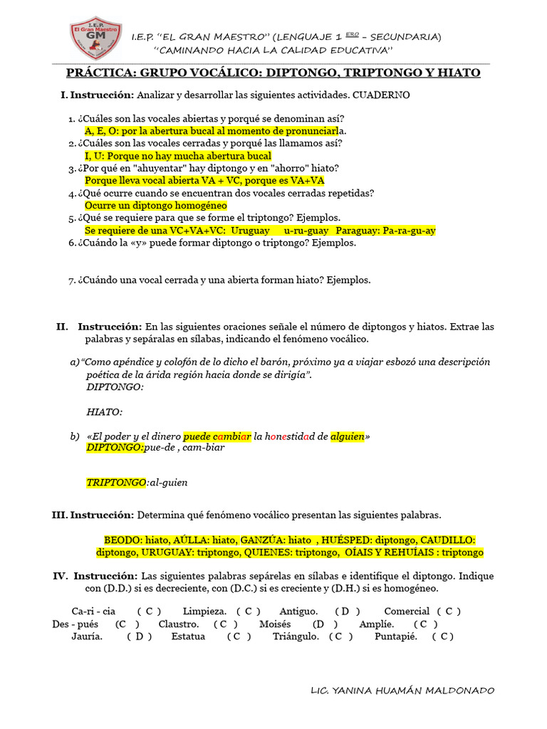 Diptongos, Hiatos y Triptongos en Español | PDF | Sílaba | Lingüística