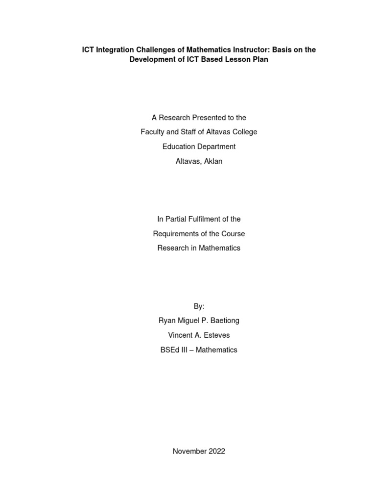ICT Integration Challenges in Math Teaching | PDF | Educational ...