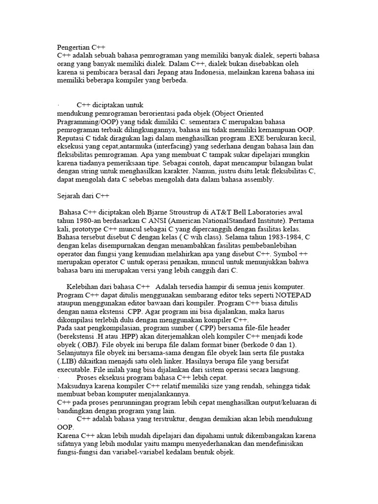 Sejarah Bahasa C Dan C++ 2016-12-28 | PDF