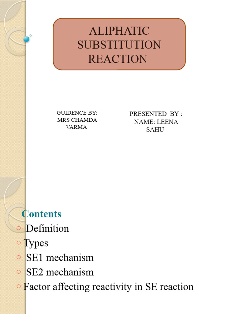 Aliphatic Substitution Reactions Guide | PDF | Chemical Reactions ...