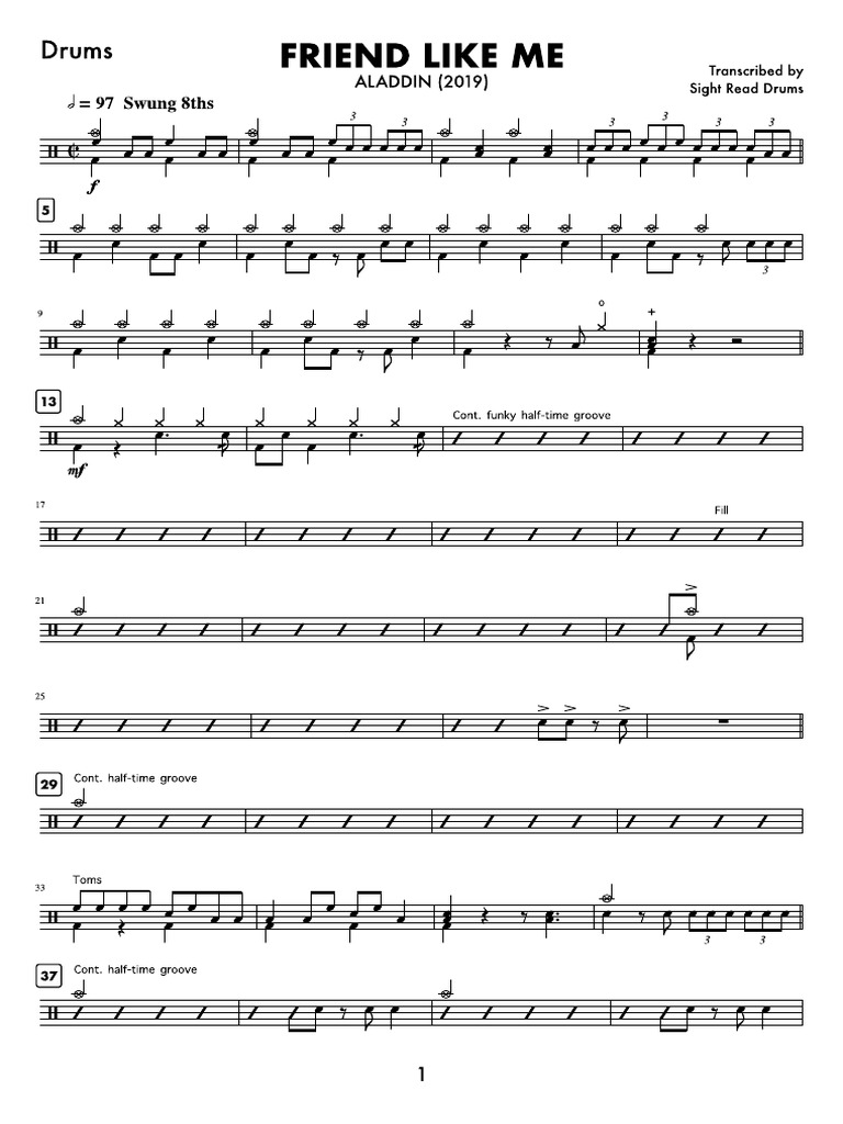 Friend Like Me - Aladdin (Drums) | PDF