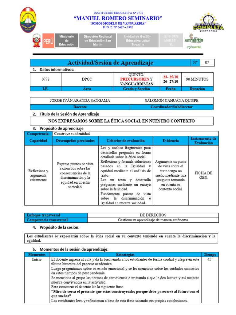Ivan Aranda S.A 02 DPCC 5° | PDF | Crecimiento personal y profesional