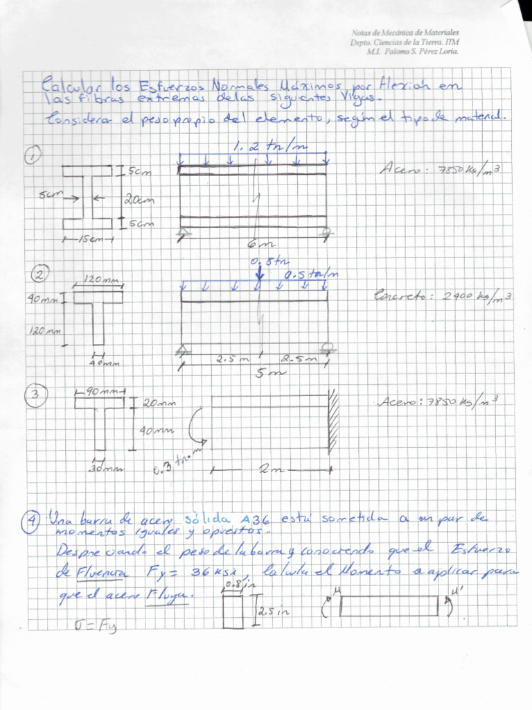 Ejercicios para Practicar Esfuerzos Por Flexión | PDF