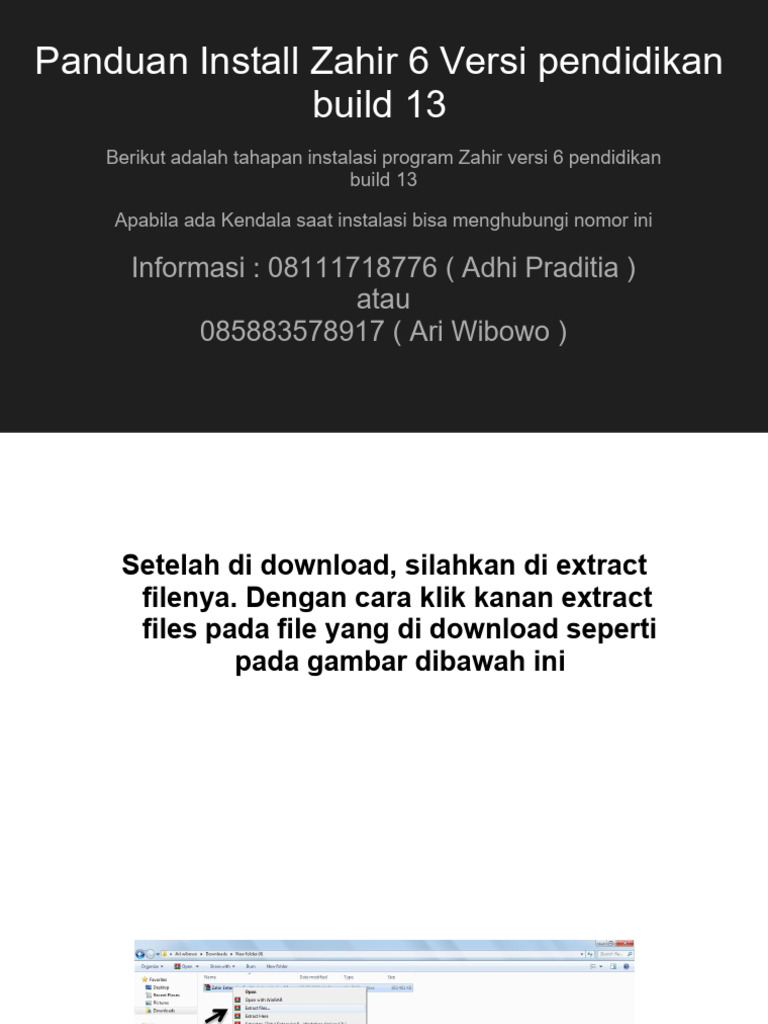 Panduan Install Zahir Pendidikan Build 13 | PDF