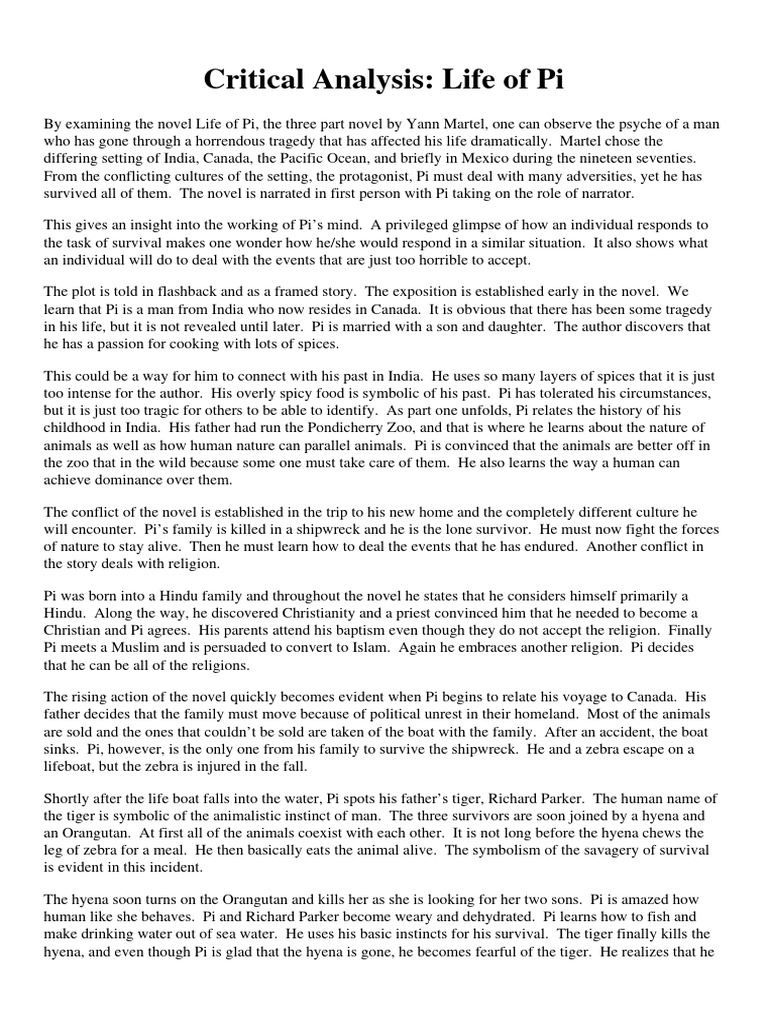 Critical Analysis Life of Pi | PDF