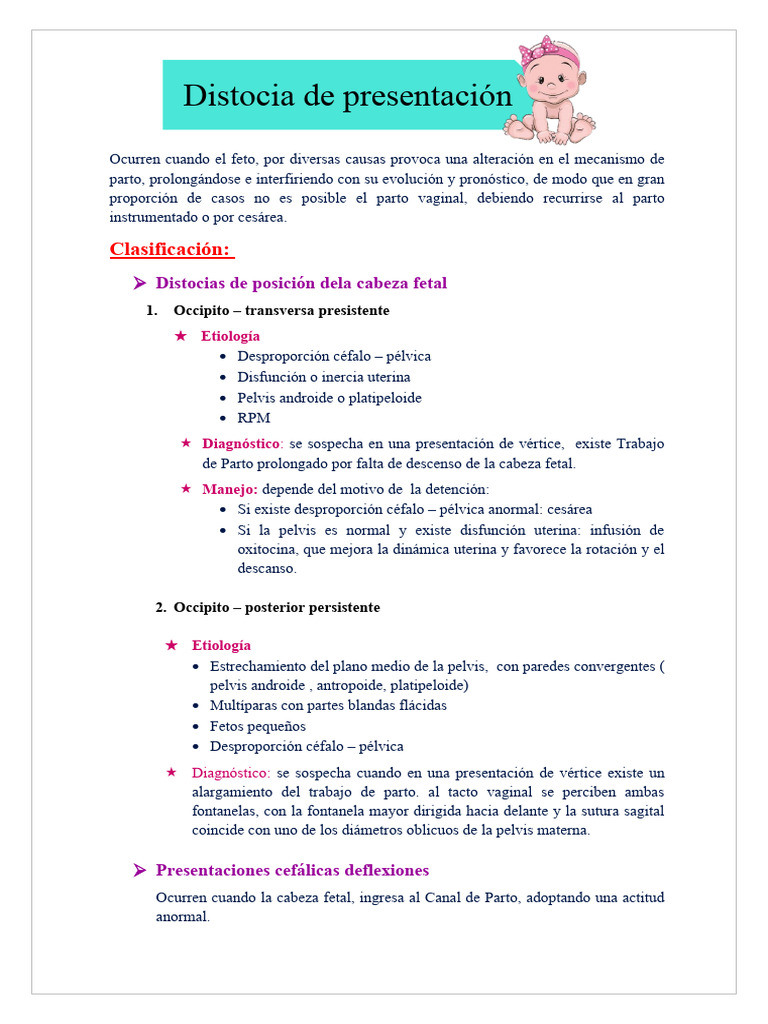 Distocias en el Parto: Causas y Manejo | PDF | Parto | Pelvis