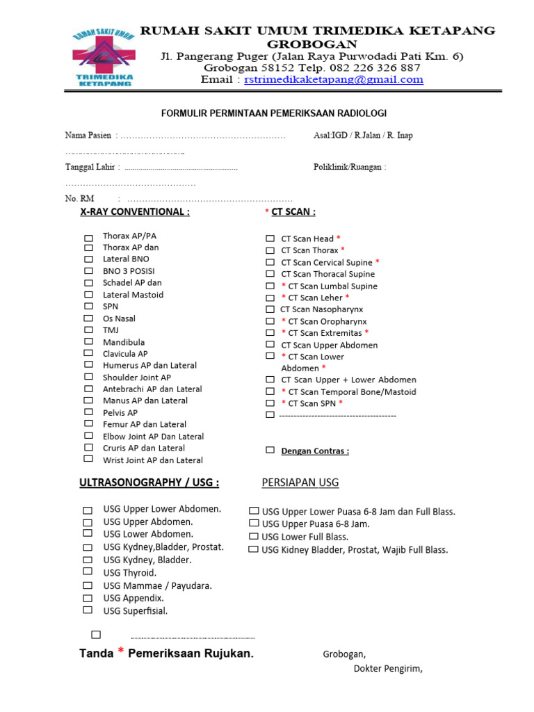 Form Permintaan Radiologi | PDF | Sains & Matematika