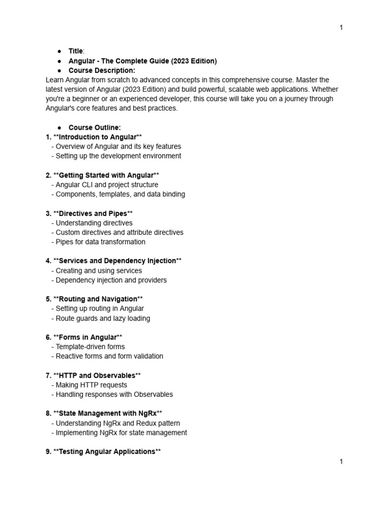 Angular - The Complete Guide (2023 Edition) | PDF