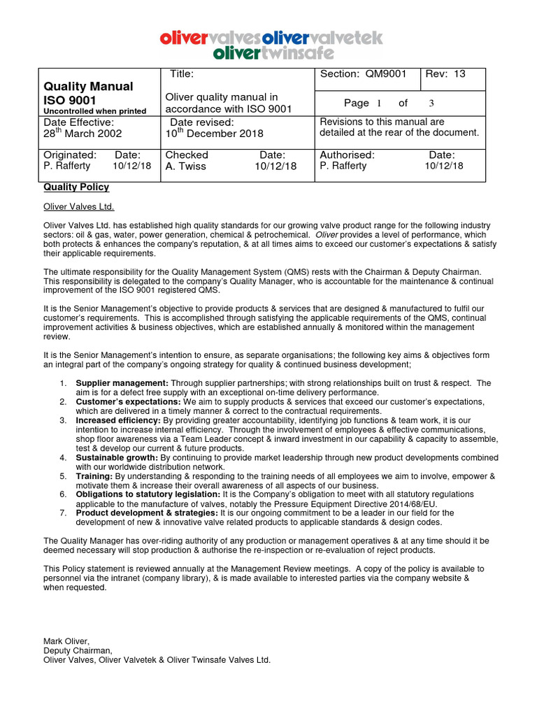 Quality Policies Rev 13 | PDF