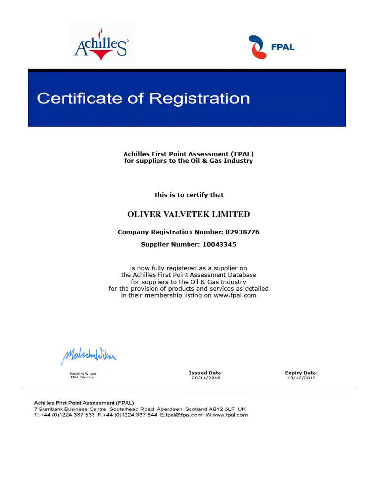 TEK FPAL Certificate 2019 | PDF