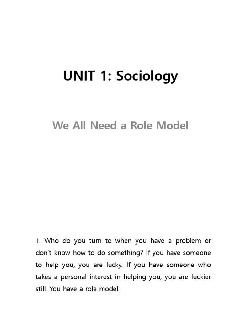 UNIT 1: Sociology: We All Need A Role Model | PDF