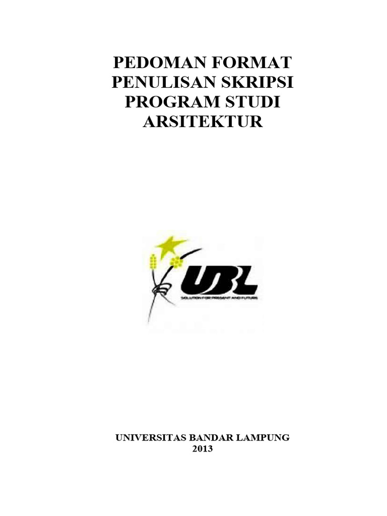 Cover Pedoman Format Penulisan Skripsi Ubl | PDF