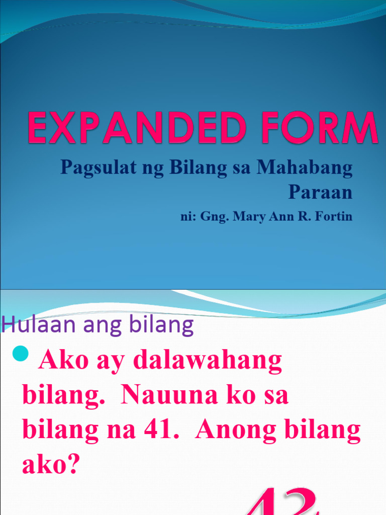 MATH - Q1 - Pagsulat NG Bilang Sa Mahabang Paraan | PDF