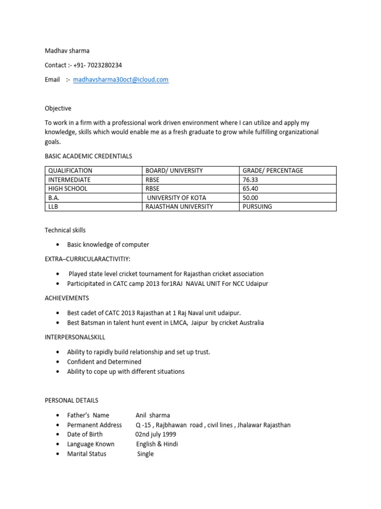 New CV Madhav 6 Aug 19 | PDF