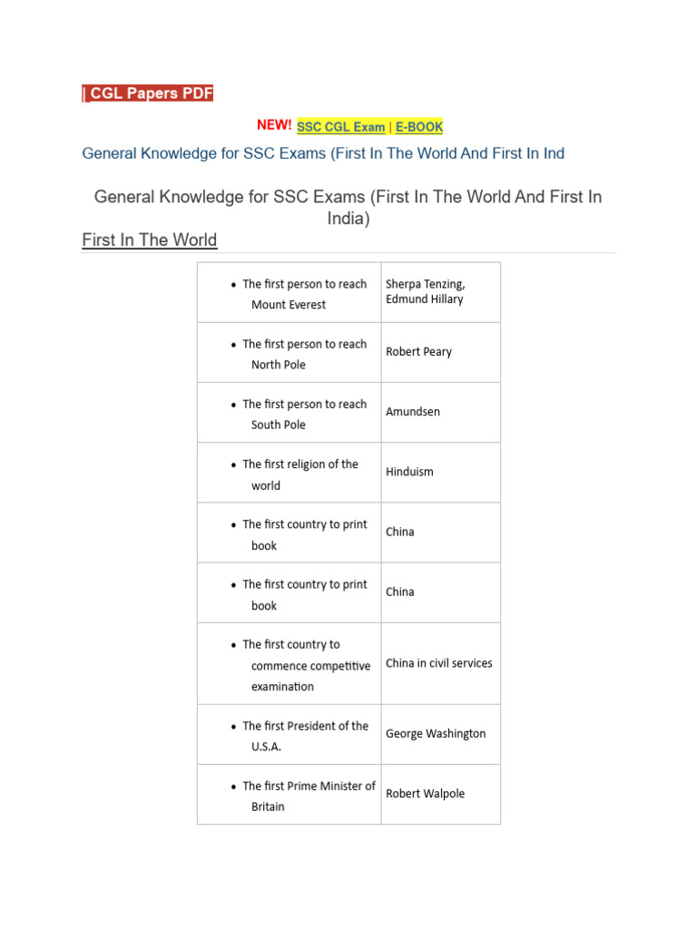 First in World | PDF