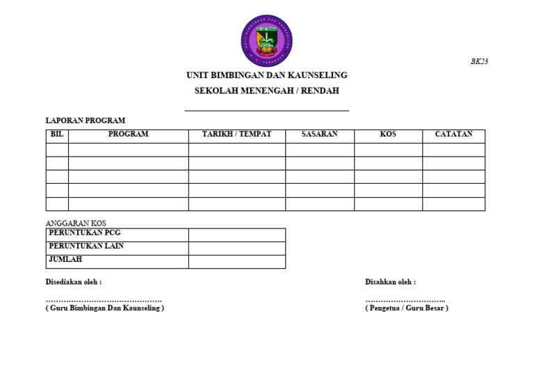 bk23 - Borang Laporan Program | PDF
