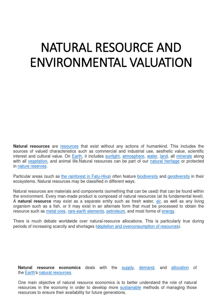 Valuation of Natural Resources and Environment | PDF | Externality ...