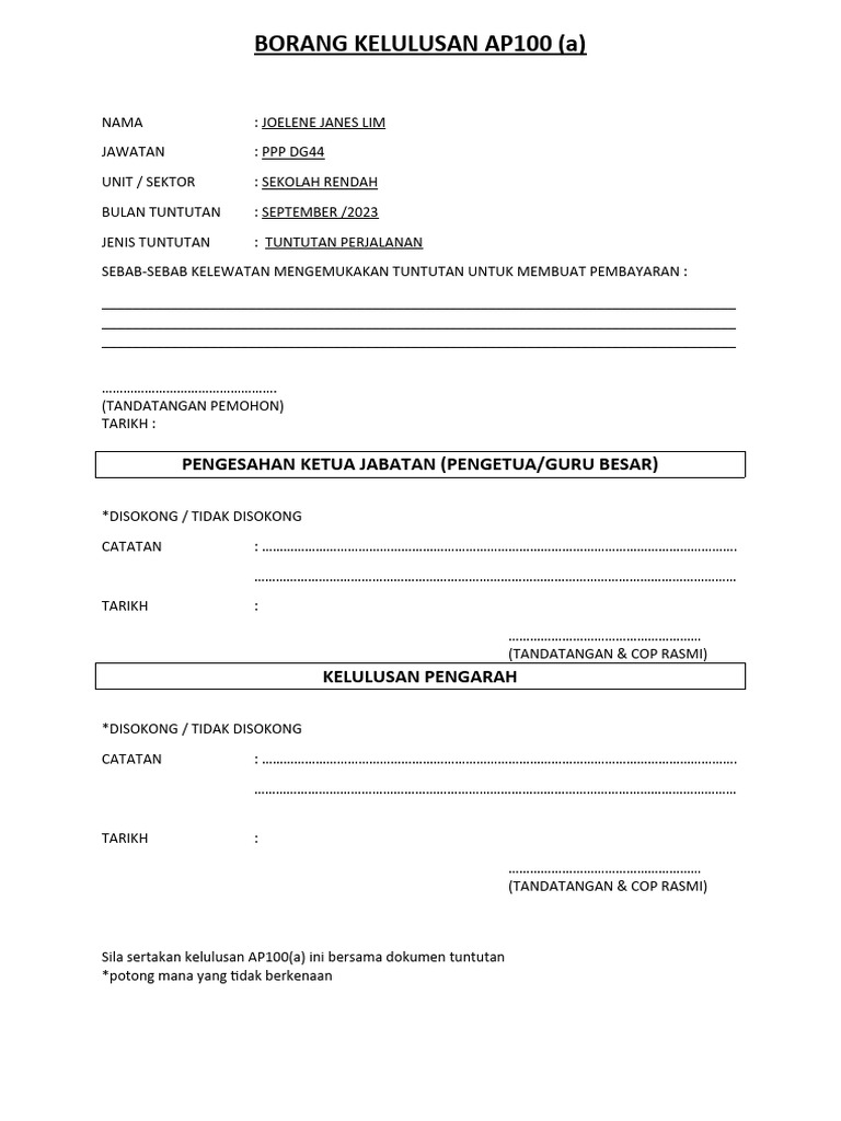 BORANG AP100 (A) | PDF