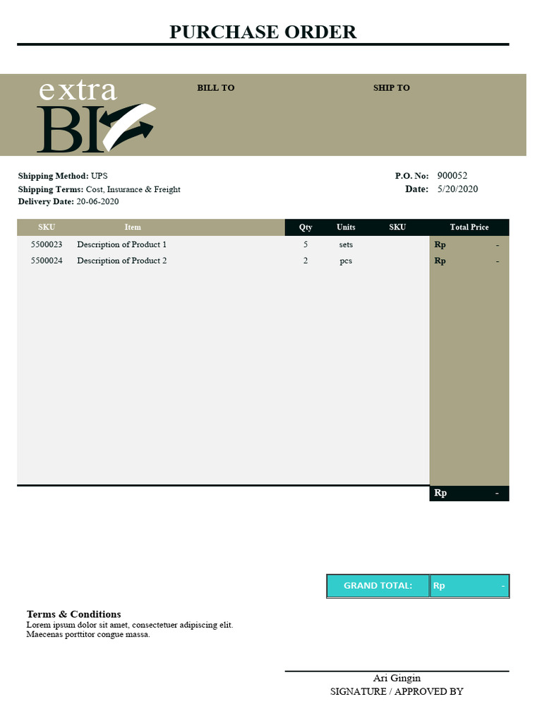 Purchase Order Template Example | PDF