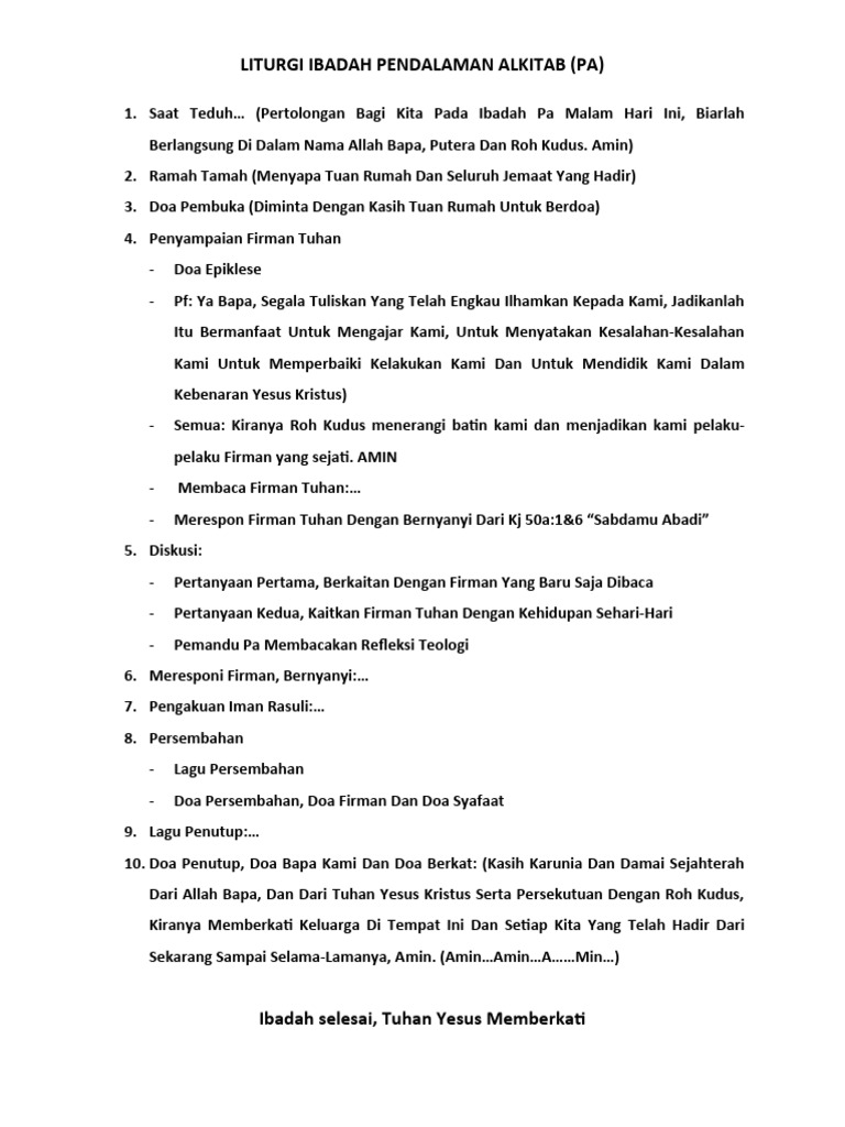 Liturgi Ibadah Pendalaman Alkitab | PDF | Agama & Spiritualitas