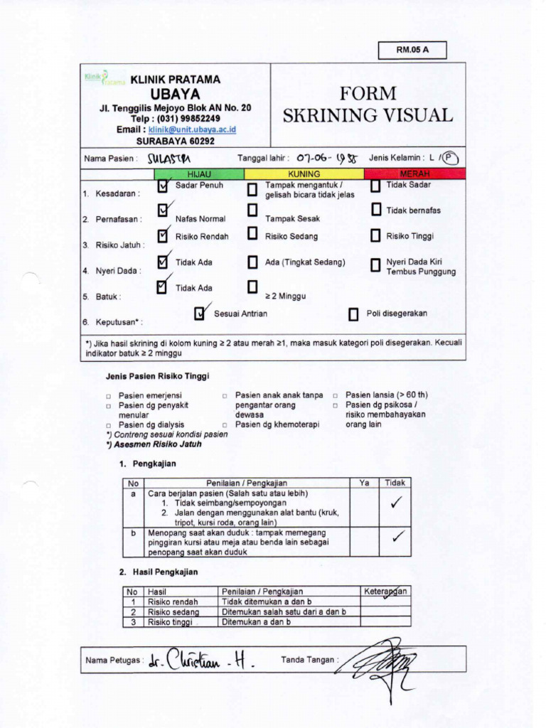 Bukti Pengisian Form Screening Visual | PDF
