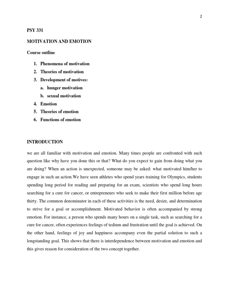 Motivation and Emotion Complete Course | PDF | Science & Mathematics
