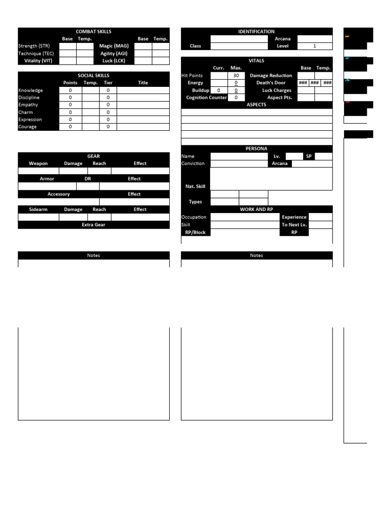 Grimoire of Heart Character Sheet | PDF