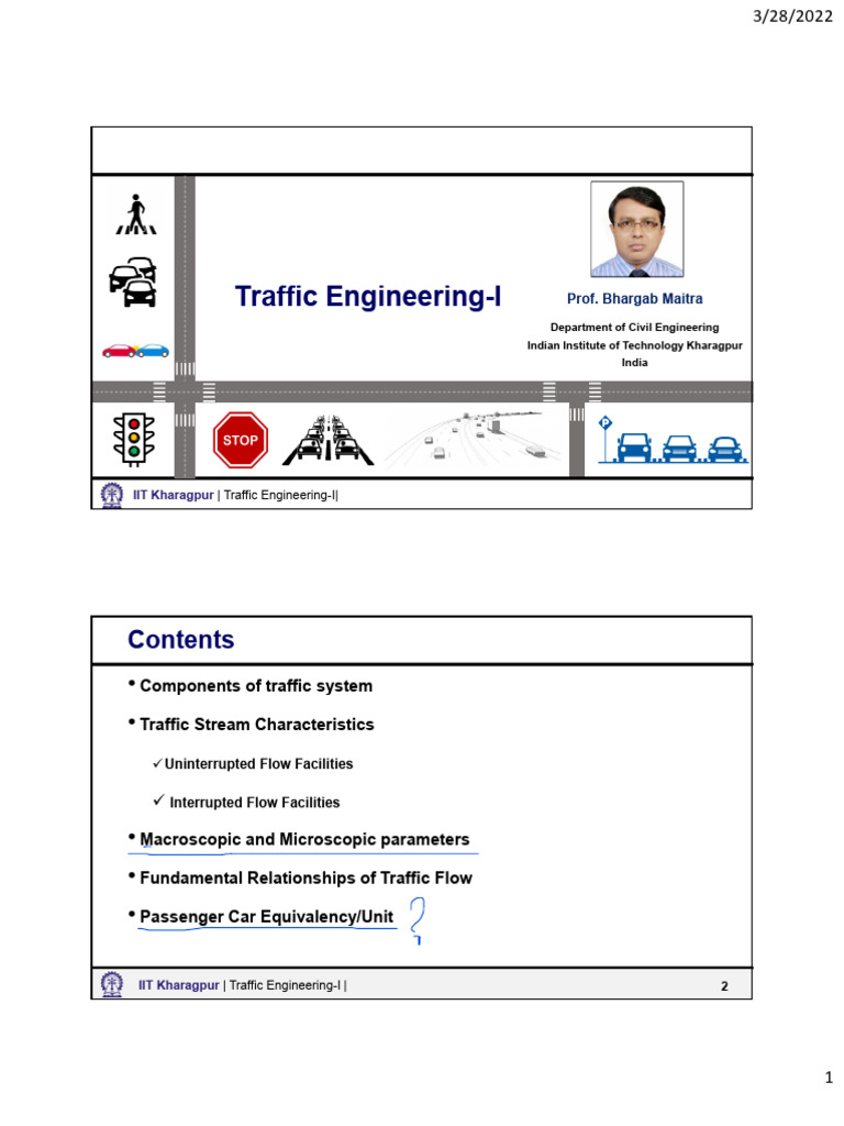 Traffic Engineering-I (UG) - Class Note | PDF
