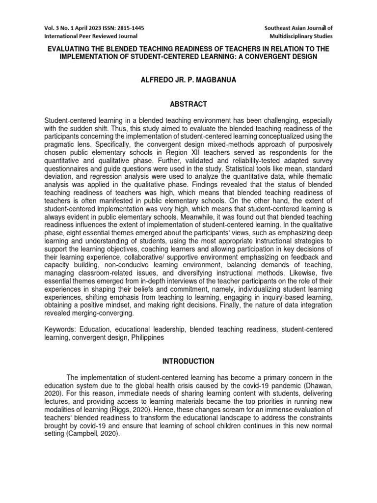 Evaluating The Blended Teaching Readiness of Teachers in Relation To ...