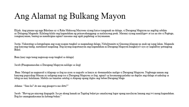 Ang Alamat NG Bulkang Mayon | PDF Ang Alamat NG Bulkang Mayon | PDF