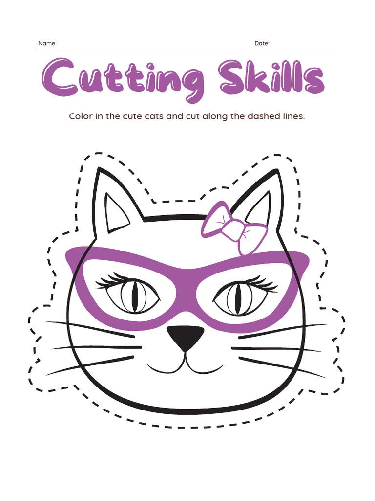Fun Cat Cutting Activity for Kids | PDF