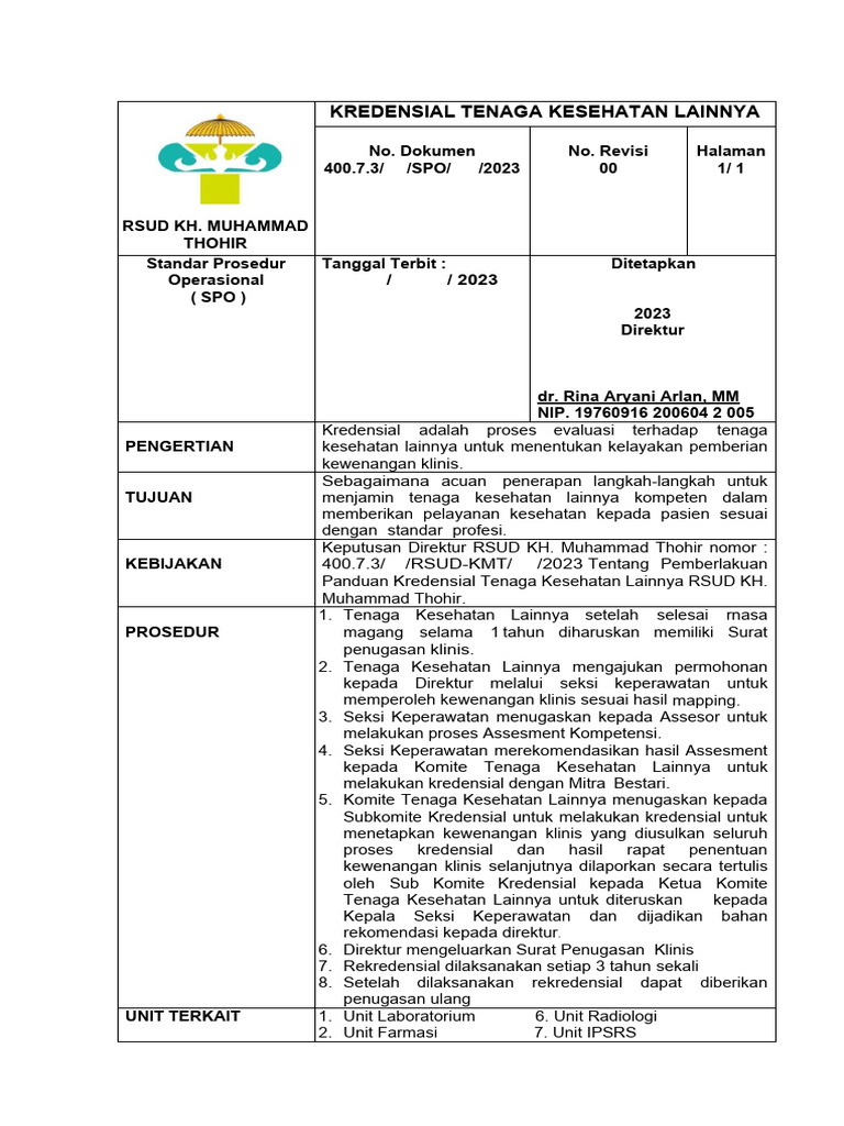 KPS 17 Ep 1 STANDAR OPERASIONAL PROSEDUR KREDENSIAL | PDF | Pengembangan Diri | Kesehatan Holistik