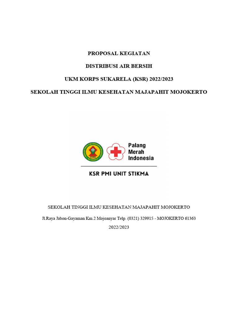 Proposal Distribusi Air Bersih Ukm KSR | PDF