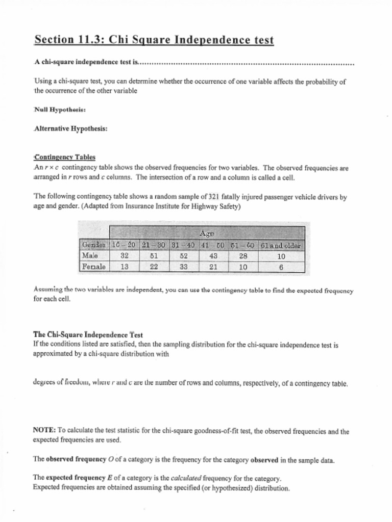 Handout 20 Hypothesis Chi Square | PDF